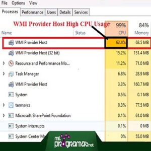 WMI (WmiPrvSE.exe) Corrigir erro de uso Tuto %currentyear%.