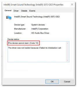 Intel(R) 스마트 사운드 기술(Intel(r) SST) OED 수리
