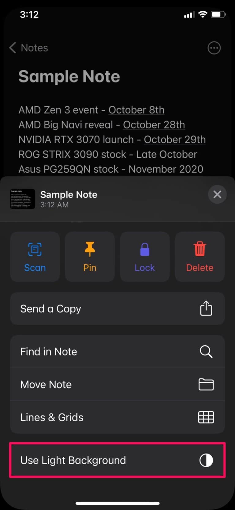 How to change the background color of a note on iPhone and iPad ...