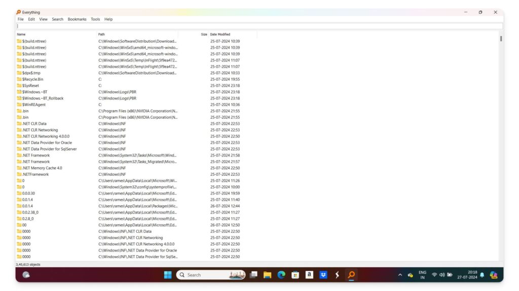 Everything for Windows: Fast and efficient search