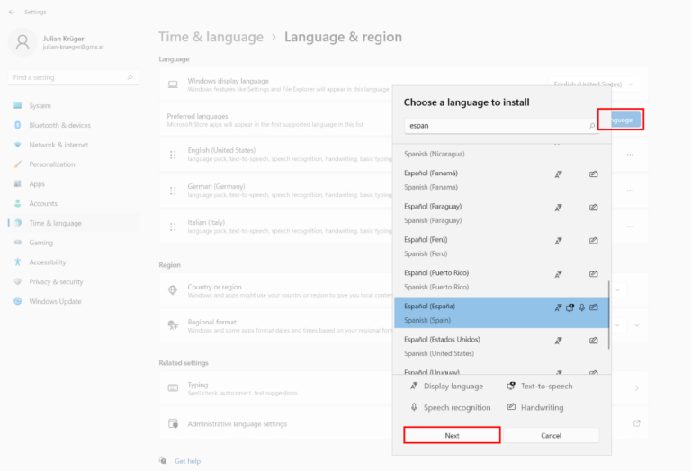 Change keyboard language in Windows step by step