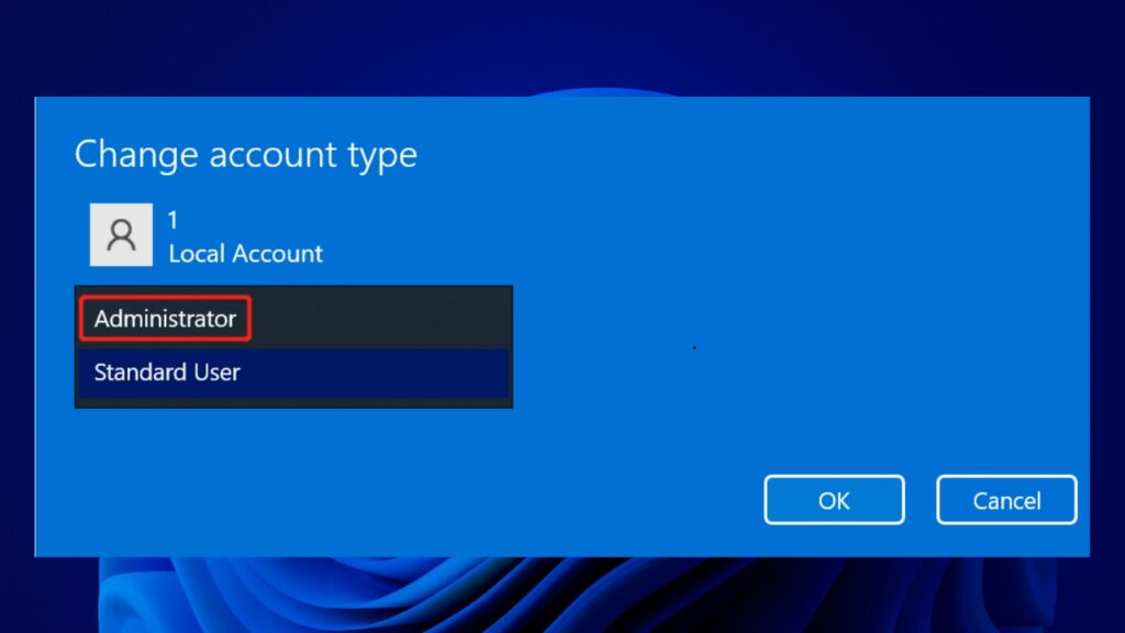 Cambiare la password dell'account locale in Windows 11
