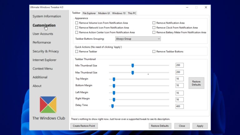 How to use Ultimate Windows Tweaker in Windows 10 and 11