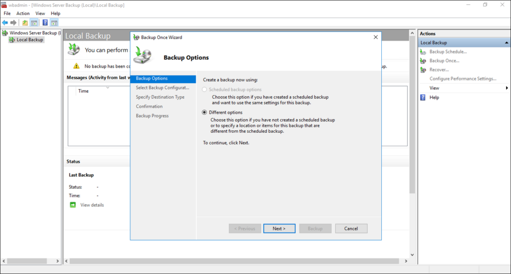How to make a full backup on Windows Server step by step