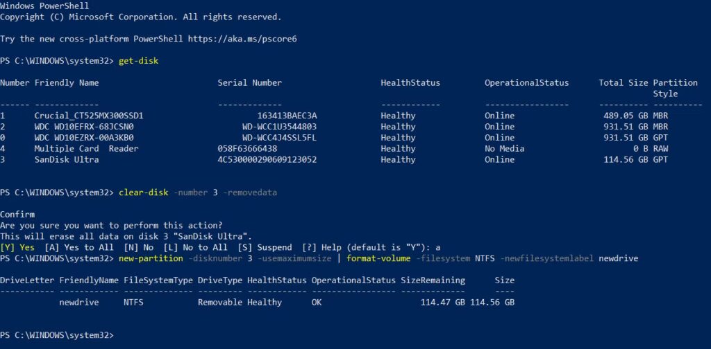 Guide to creating and repairing volumes with PowerShell