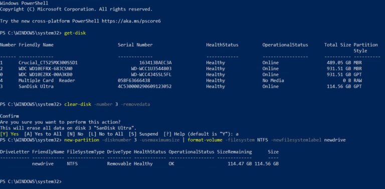 Guide to creating and repairing volumes with PowerShell