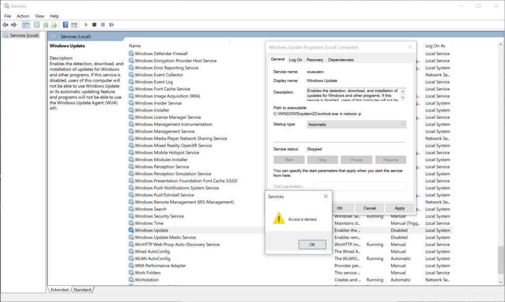 Managing services in Windows with services.msc and commands