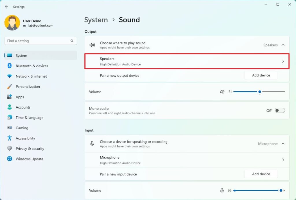 How to change the default audio output device in Windows 11 step by step