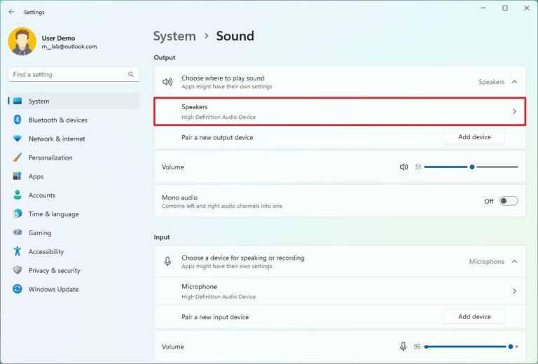 How to change the default audio output device in Windows 11 step by step