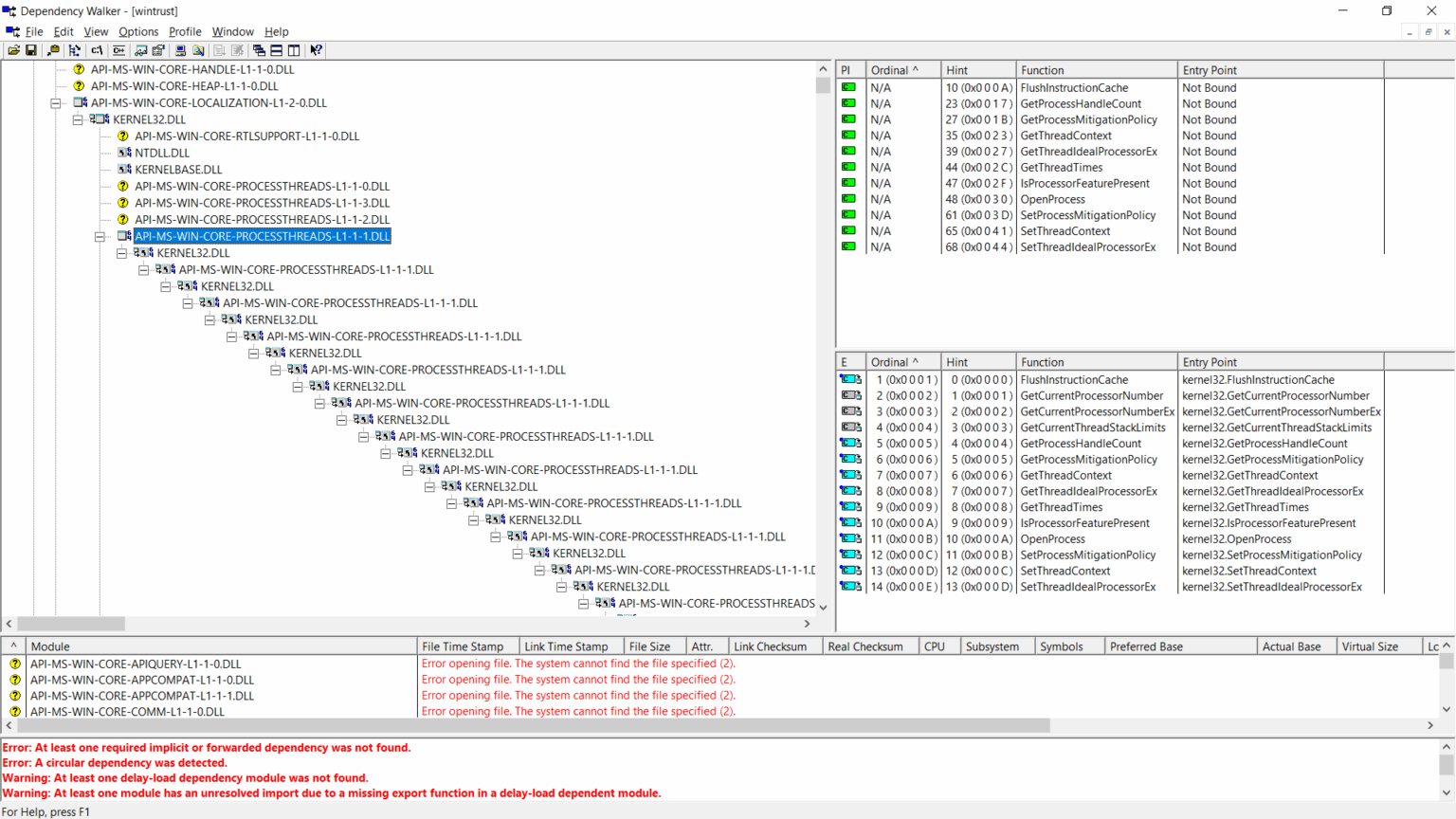Troubleshooting with Dependency Walker on Windows