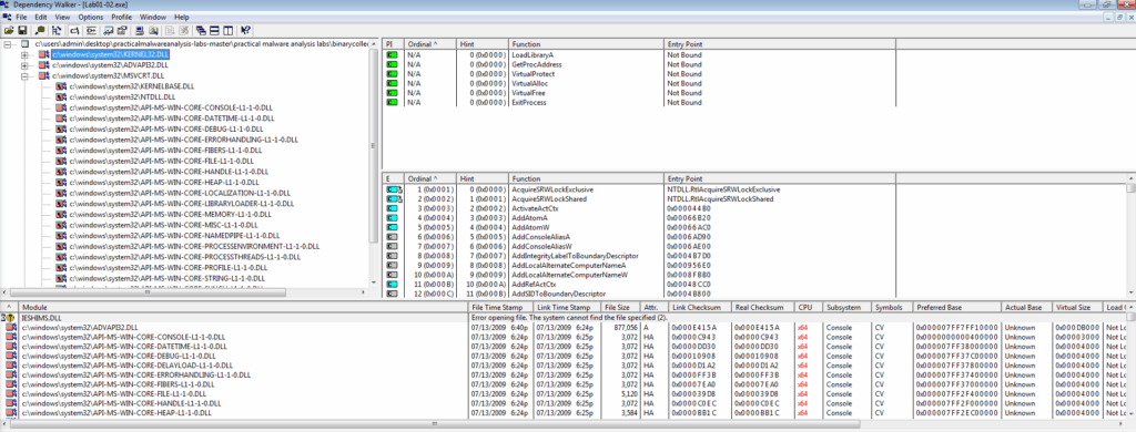 Troubleshooting with Dependency Walker on Windows