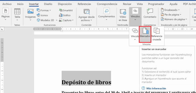 Segnalibri e riferimenti incrociati in Word passo dopo passo