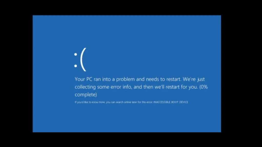 How to resolve the INACCESSIBLE_BOOT_DEVICE error in Windows