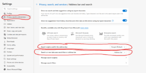How to change the default search engine in Edge