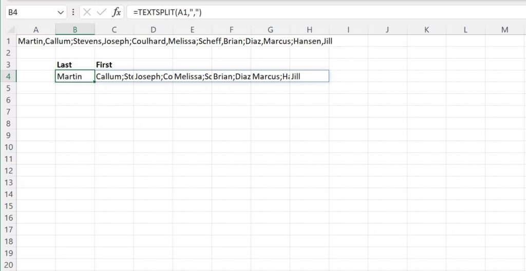 Complete guide to the TEXTSPLIT function in Excel: split text easily