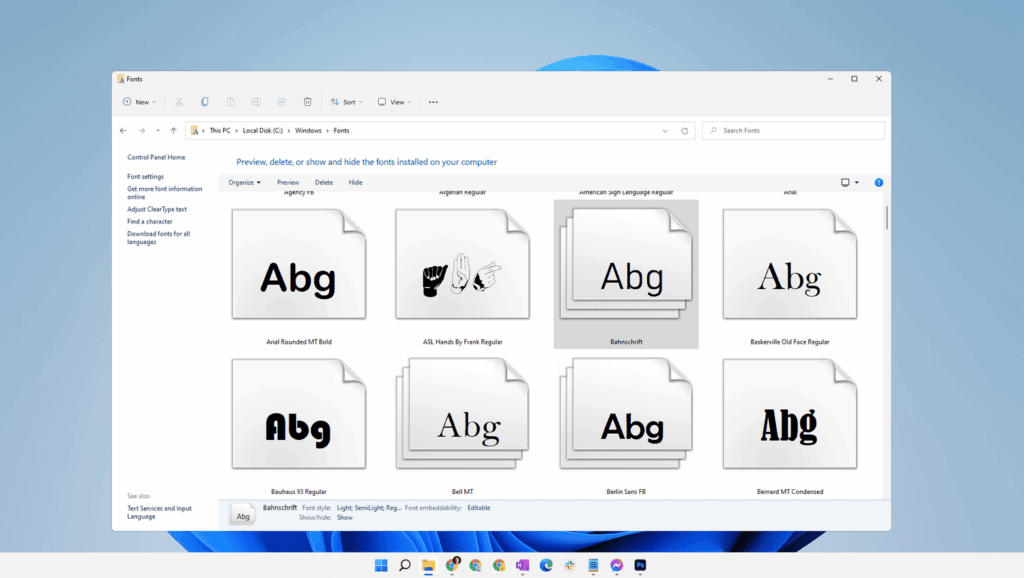 Sida loo rakibo fonts adiga kuu gaar ah Windows 11 talaabo talaabo