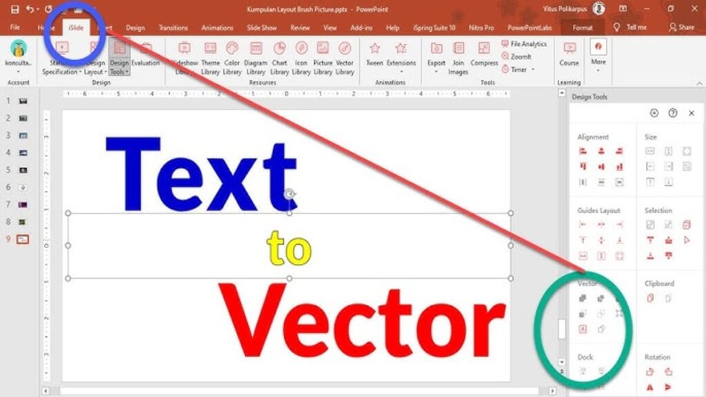 Convert text to vector images for editing in PowerPoint