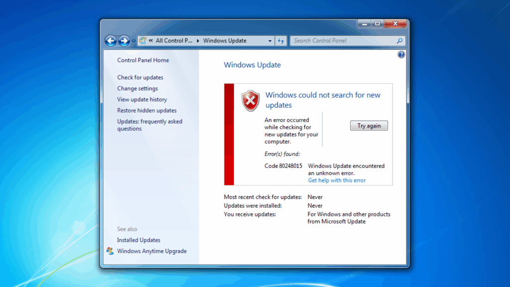 Windows Update: Unknown Error No Code – Solution
