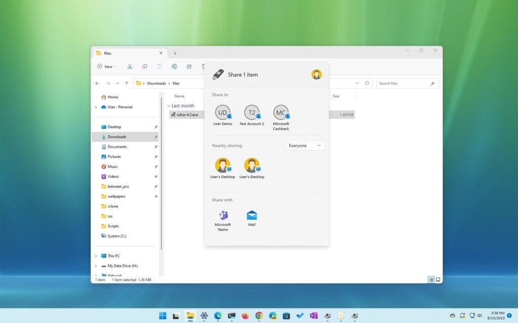 Sharing files between mobile and PC with Nearby Share: Guide