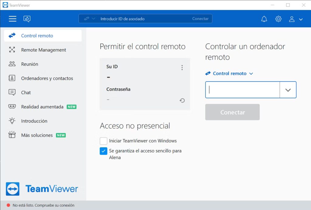 TeamViewer: "Not ready. Check your connection."