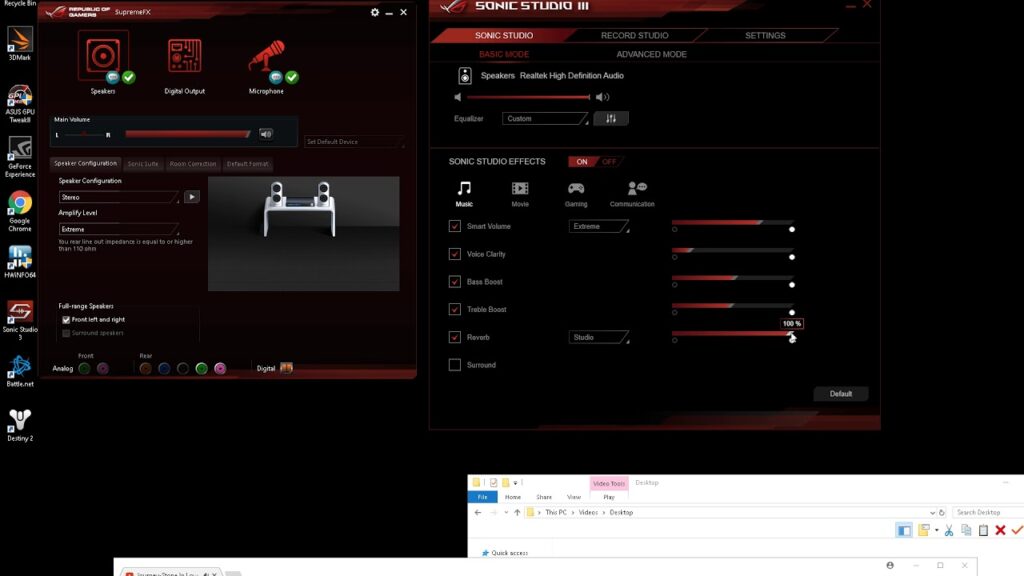 Equalizer settings in ASUS Sonic Studio